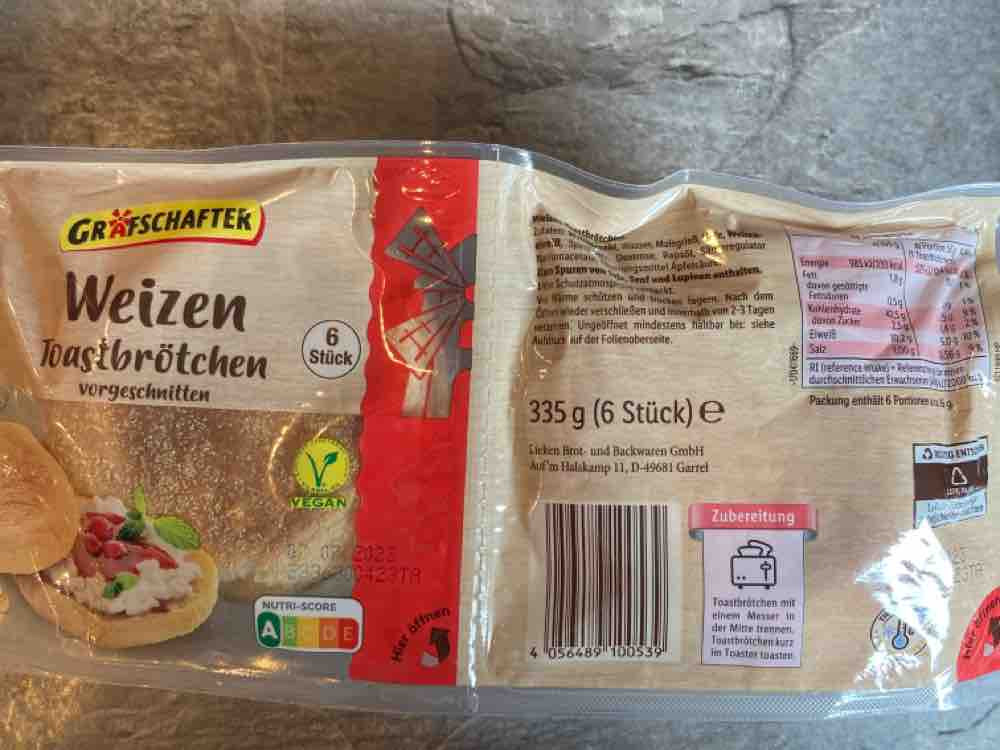 Grafschafter, Weizen Toastbrötchen Kalorien - Neue Produkte - Fddb